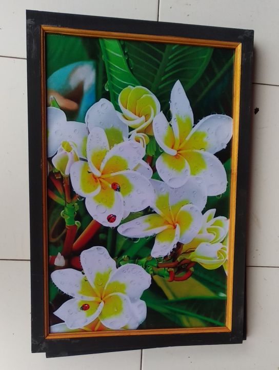 hiasan dinding lukisan cetak bunga Jepun Bali kamboja potrait plus ...