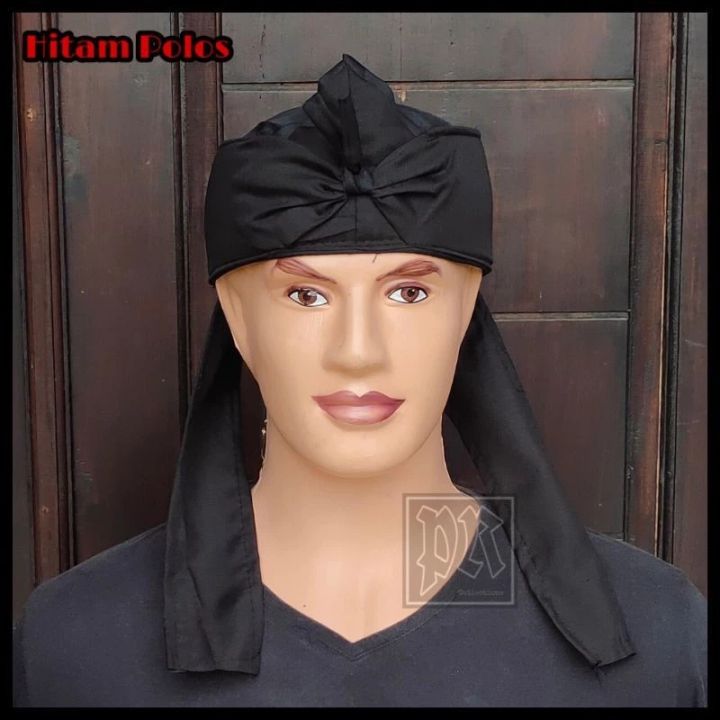 iket blangkon, iket kepala,iket hitam polos, hitam putih | Lazada Indonesia