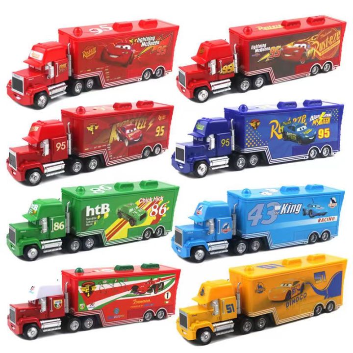 Disney Pixar Cars 2 3 Toys Lightning McQueen Jackson Storm Mack Uncle Container Truck Diecast ...