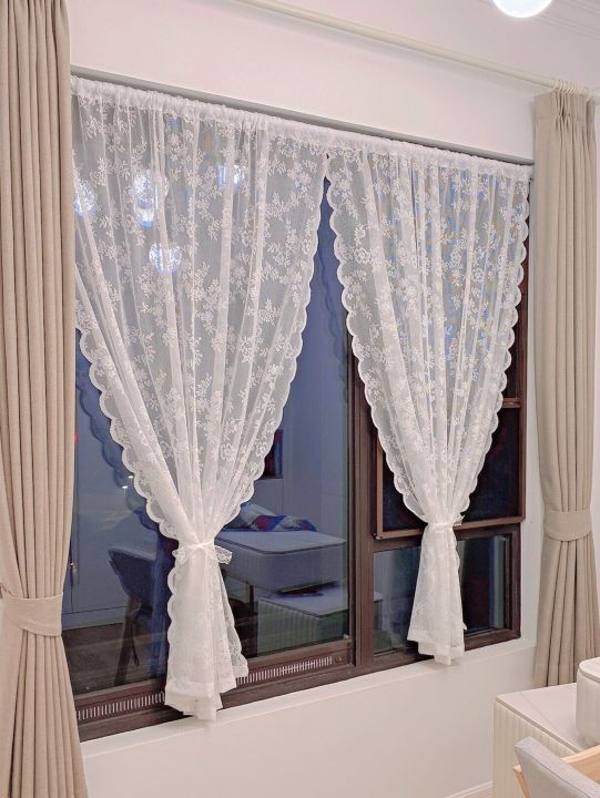 Floral Lace Sheer Rod Pocket Curtain Panel | Lazada Singapore