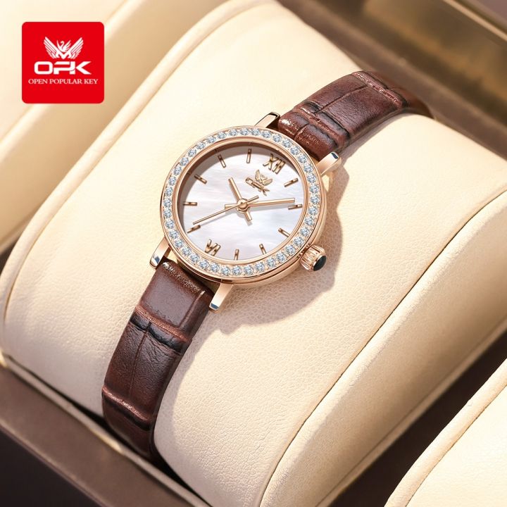 OPK Watch For Women Waterproof Brand Original Leather Strap Diamond ...