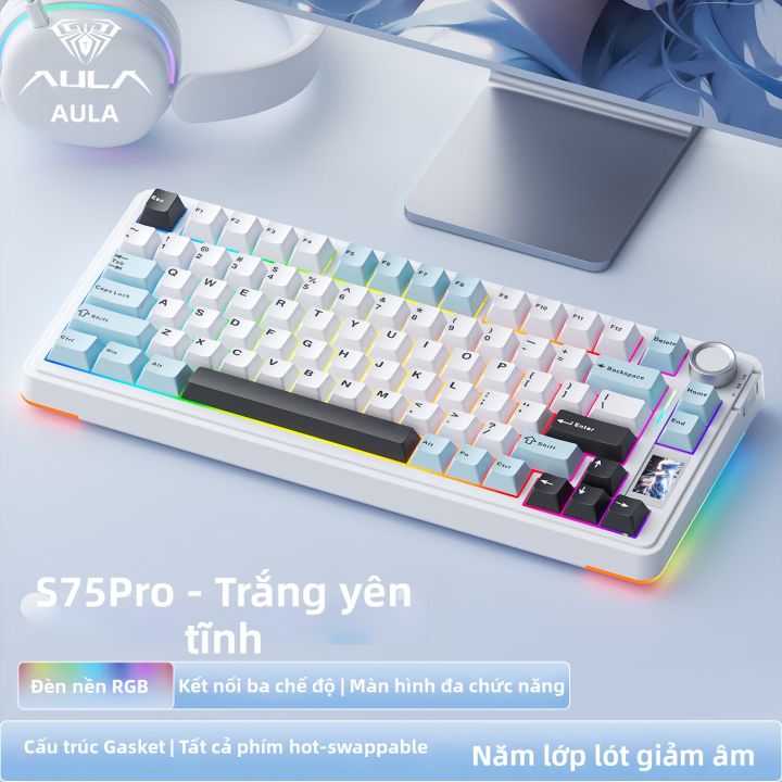 AULA | Bàn Phím Cơ Gaming Wolf Spider S75PRO Không Dây 3 Chế Độ ...