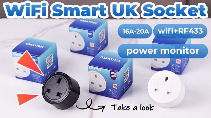 SMATRUL Smart Wifi Plug,16A/20A wifi Socket Switch,RF433 mhz,Power ...