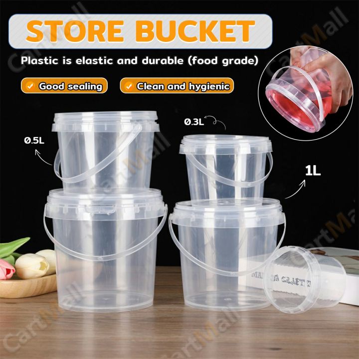 Bucket with Seal Clear Storage Plastic Container Pail Food Packaging ...
