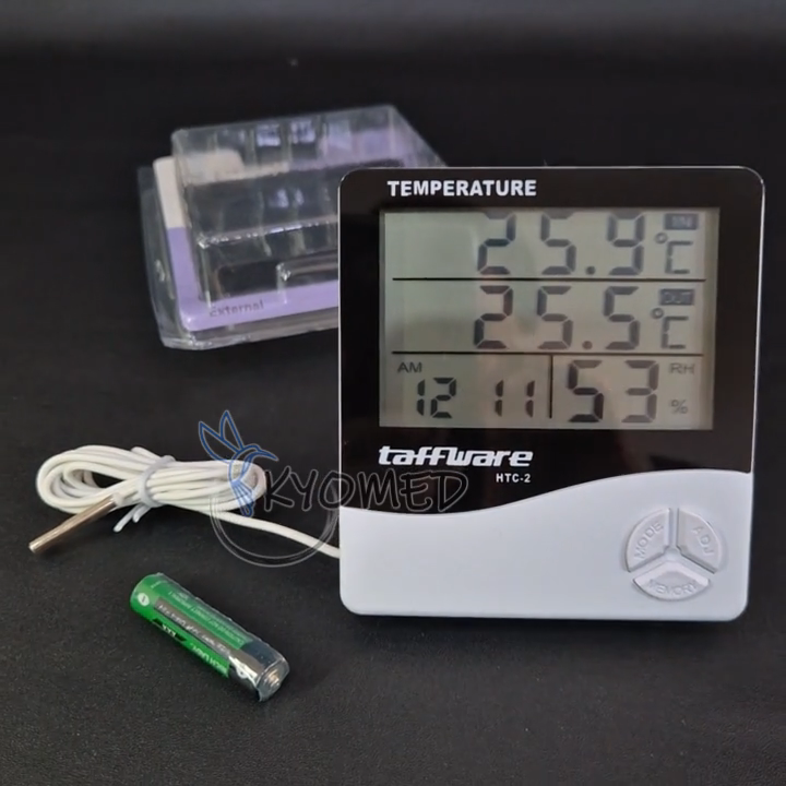 Thermometer Hygrometer Digital HTC-2 ( Suhu + Lembab + Jam ) TAFFWARE ...