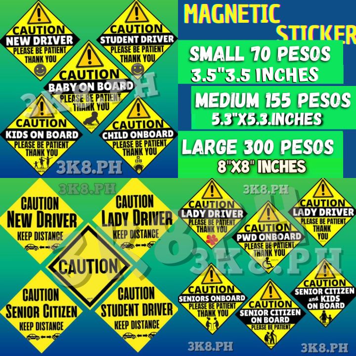 CAUTION Magnetic Car Stickers forDriver, Student Driver, Female, Lady ...
