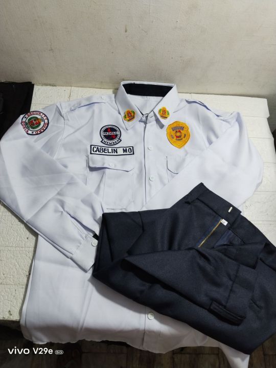 Security guard uniform set and pants with name cloth bodge collarpin ...
