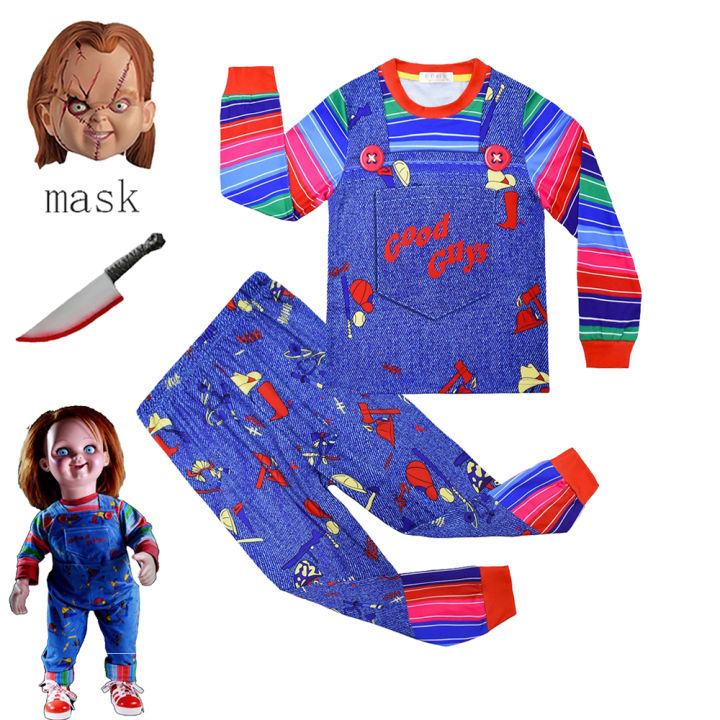 Chucky Cosplay Halloween Long Sleeve Long Pants Set Children's ...