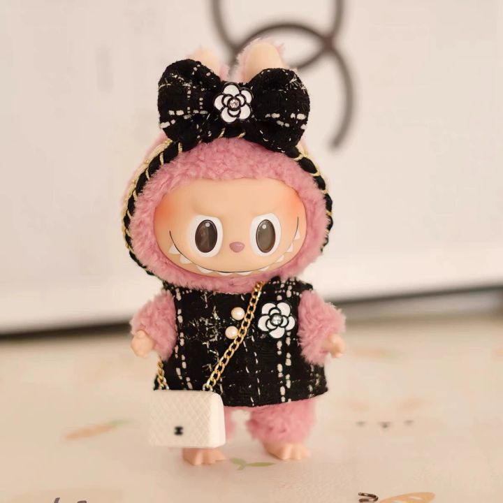 เสื้อผ้าตุ๊กตา labubu 17ซม. ตุ๊กตาผ้าดึงหน้าไวนิลมาการองตุ๊กตาแต่ง ...