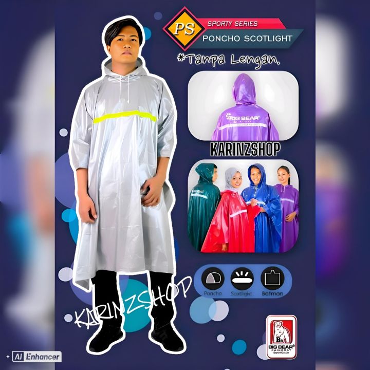Raincoat BIG BEAR - Jas Hujan Kelelawar/PONCHO SCOTLIGHT - Kancing Sisi ...