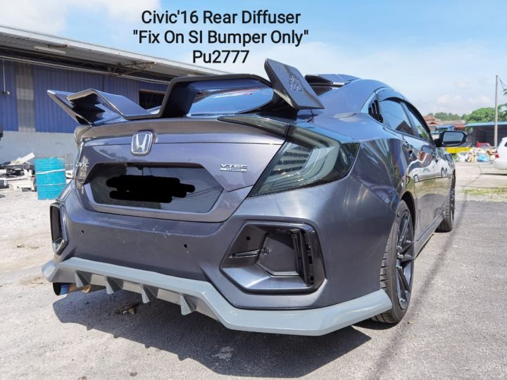 Honda Civic FC SI rear bumper diffuser lip skirt 2016 2017 2018 2019 2020 2021 bodykit body kit ...
