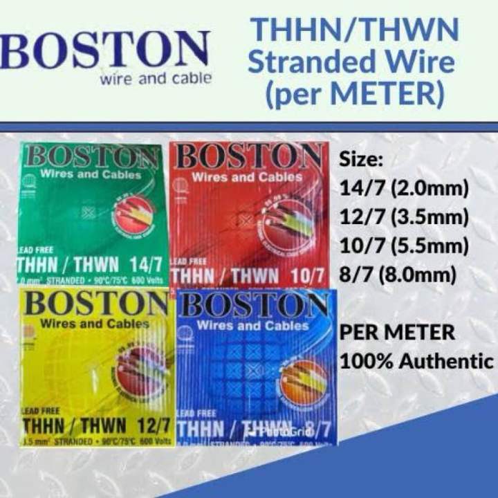 Boston Wiremax THHN Stranded Wires per Meter #14/7， #12/7，#10/7，#8/7 ...