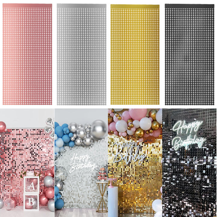 Party Backdrop Metallic Foil Fringe Tinsel Curtain Adult Kids Birthday ...