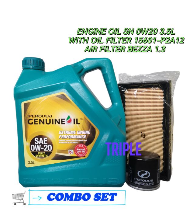 PERODUA ENGINE OIL FULLY SYNTHETIC 0W20 3.5L (COMBO SET BEZZA 1.3) | Lazada