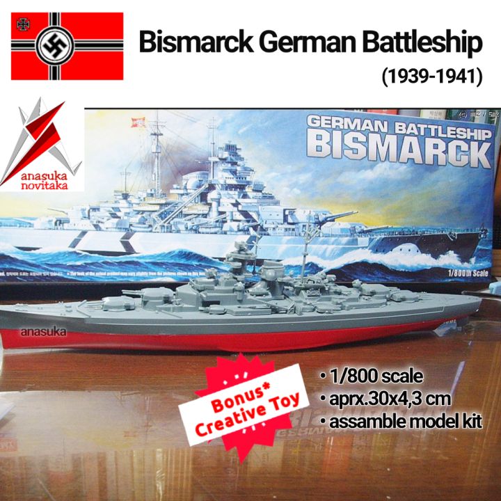 Kapal Perang Bismarck Battleship Jerman Model Kit Miniatur L= 30 CM ...
