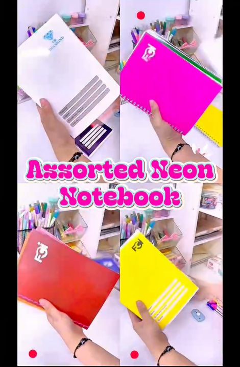 FCIAWriting Notebook, Compo, Spiral, Yarn Notebook Neon Random Color ...