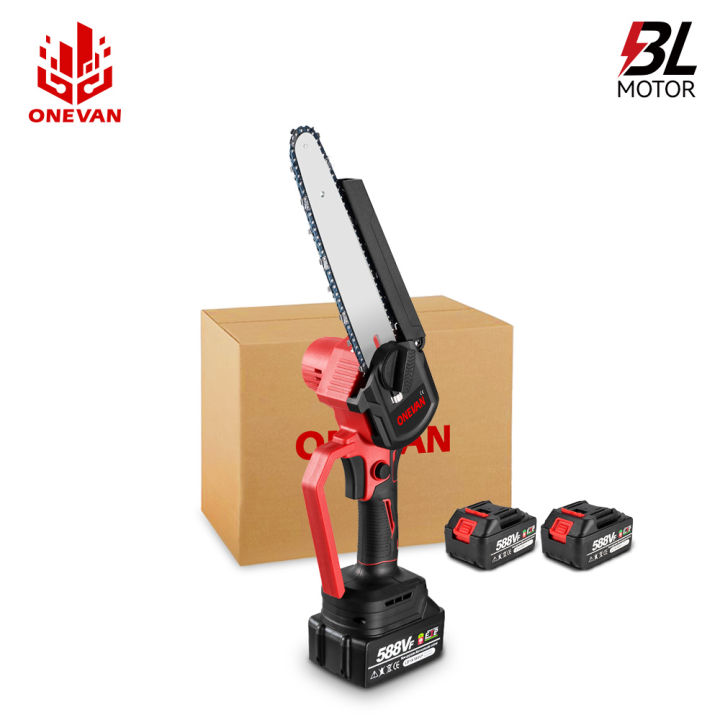 ONEVAN 8 Inch Brushless Electric Chain Saw With Oiler 45000RPM Cordless ...