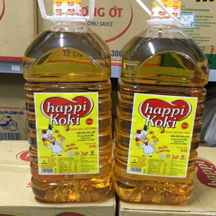 Dầu ăn 5 lít Happy Koki Thành phần: 100% n.g.u.ồ.n gốc thực vật | Lazada.vn