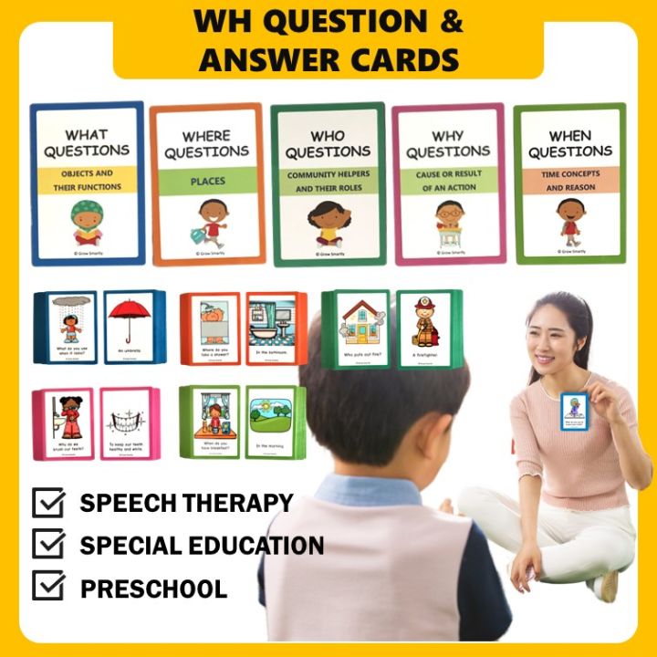 WH Questions Flash Card for Speech for Speech Delay What When Where Who ...