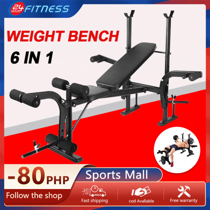 24 Hour Fitne Weight Bench Press 6 in 1 Multifunctional Weightlifting ...