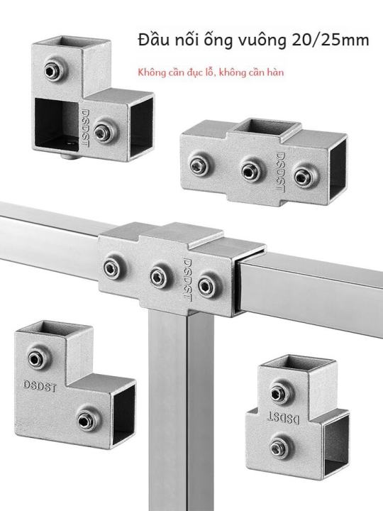 No-Weld Stainless Steel 25mm Square Tube Connector Iron Clothes Drying ...
