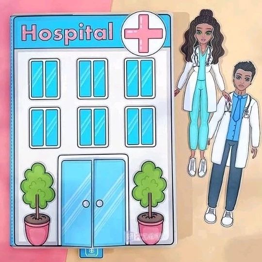 Paper Doll Hospital Doll house Pretend Play/Mainan kertas patung ...