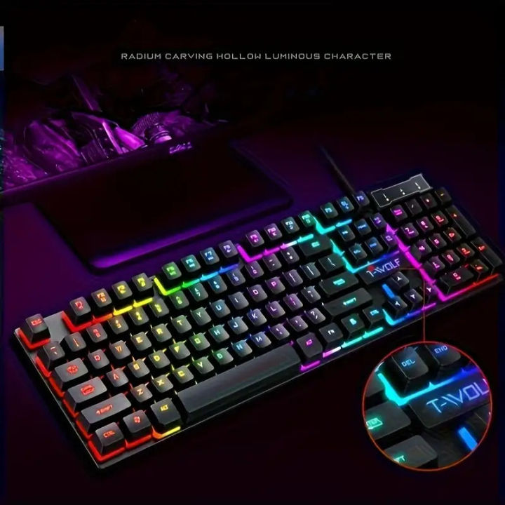 T-WOLF Thunder Wolf LED Mechanical-Feel Wired T20 USB Keyboard for PC ...