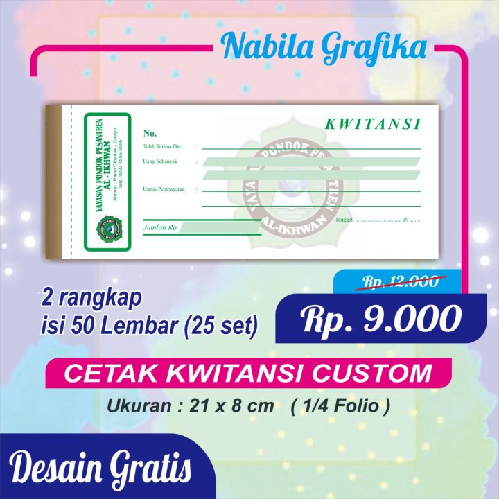 cetak kwitansi custom (MIN 4 BUKU) / kwitansi / kwitansi pembayaran 2 ...