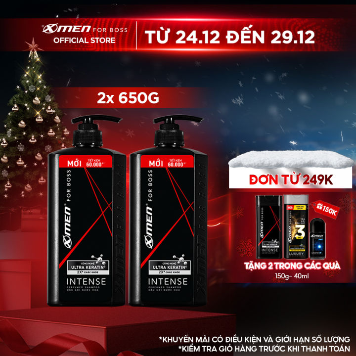 Combo 2 Dầu gội X-Men for Boss hương trầm đầy nội lực Intense với Ultra ...