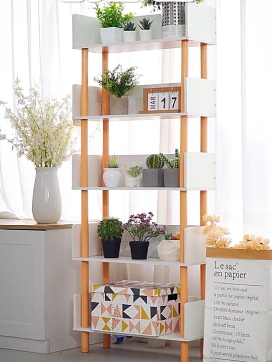 WAROOM 5/6 Tiers Multipurpose BookShelf Wooden Shelves Rack Office File Storage Rack Simple ...