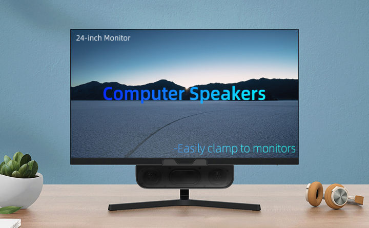 Computer Speakers Clamps to Monitors for Desktop PC, Laptop, Plug and ...