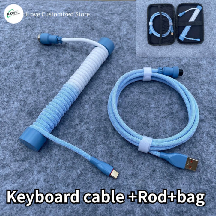 Coiled Keyboard Cable Aviator Connector Type-C to USB A with Winder ...