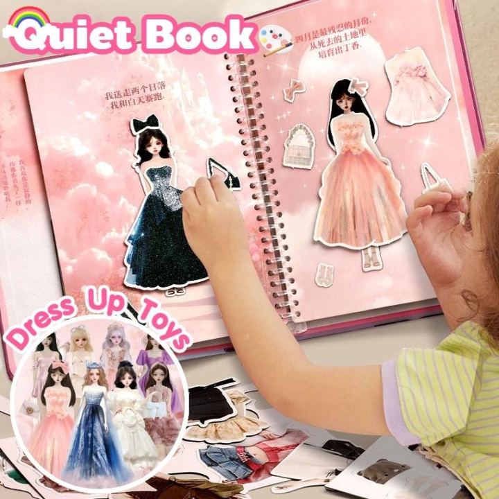 Magnetic Quiet Book Kids Paper Doll Dress Up Toys Princess Quiet Book ...