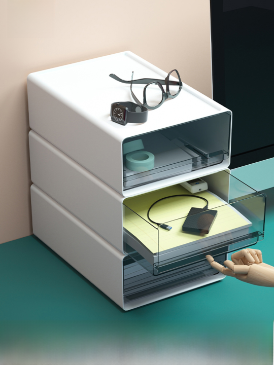 Desktop Organizer Box Small Drawer Storage Cabinet Office Desk Document ...