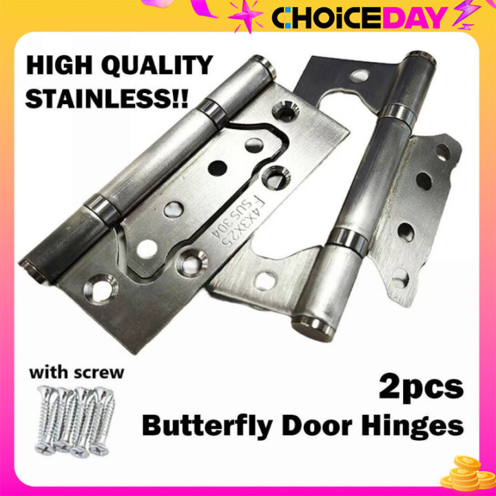 (2PCS/SET) 4X3X2.5mm Thick SUS-304D Stainless Steel Cabinet Door Hinge Butterfly Hinges Heavy ...