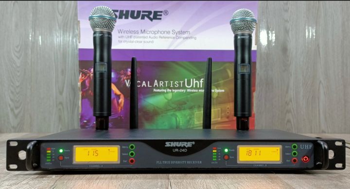 **ส่งฟรี**ไมค์ลอย คู่ SHURE UR24D ความถี่ใหม่UHF 803-806 เสียงชัด รับ ...