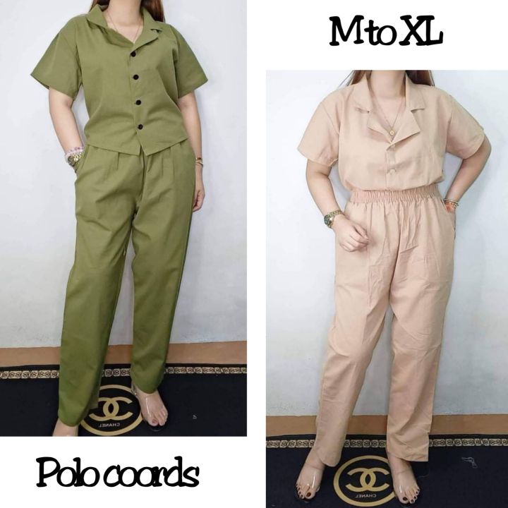 Polo coordinates set of blouse and pants / trousers (L - XL) | Lazada PH