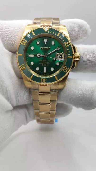 Seiko Mod Submariner Luxury Gold Green | Lazada.co.th