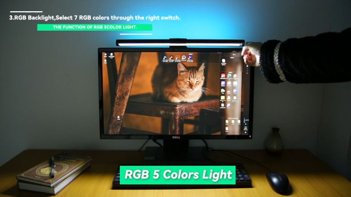 LANGYUE LED Comnputer Monitor Light RGB Stepless Dimmable Touch Hanging ...