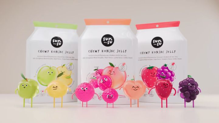 (แพ็ค 18) Sunsu Chewy Konjac Jelly ซันซุ ขนมเยลลี่ คละรส เยลลี่บุก 0 แค ...