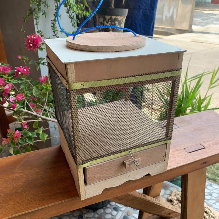 Kandang Jangkrik Belalang Ulat Ram Kayu dan Ram 20cm x 17cm x 17cm ...
