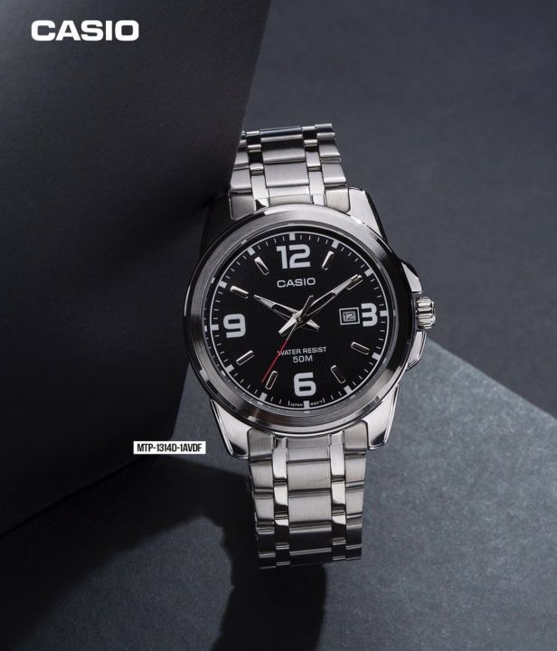 [Original Marco] Casio MTP-1314D-1D Classic Men's Watch with Black Dial and 50m Water Resistant ...