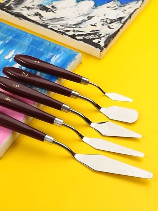5Pcs/Set Stainless Steel Oil Painting Knives Artist Spatula Palette ...