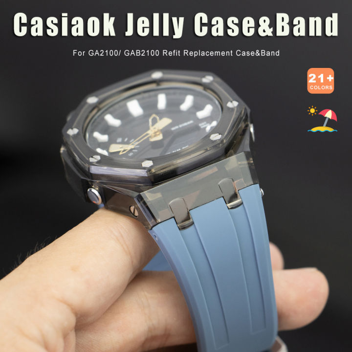 Transparent Case Rubber Strap For Casioak Watch GA2100 GA2110 Band ...
