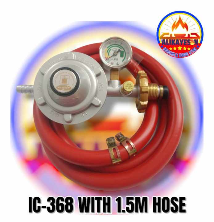 LPG GAS REGULATOR WITH GAUGE AND PUSH BUTTON IC-368 AUTOSAFETY ...