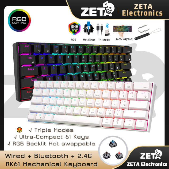 RK61 Mechanical Gaming Keyboard Ultra-Compact 61 Keys No Hotswappable ...