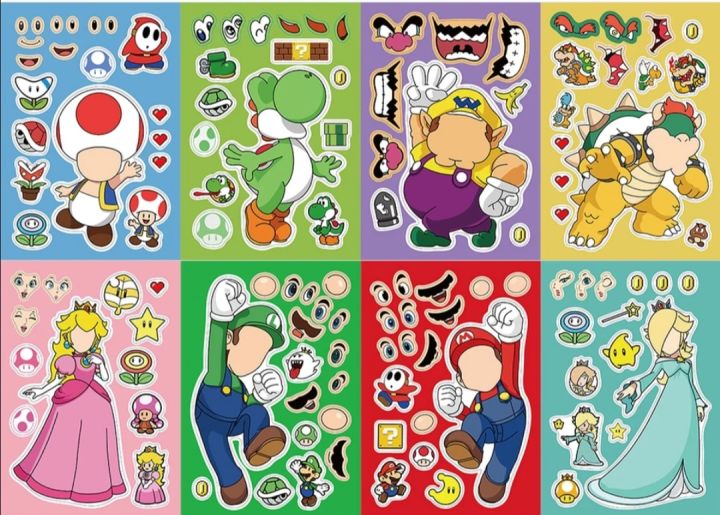 DIY Super Mario Character Sticker Sheet (8 Sheets) | Lazada