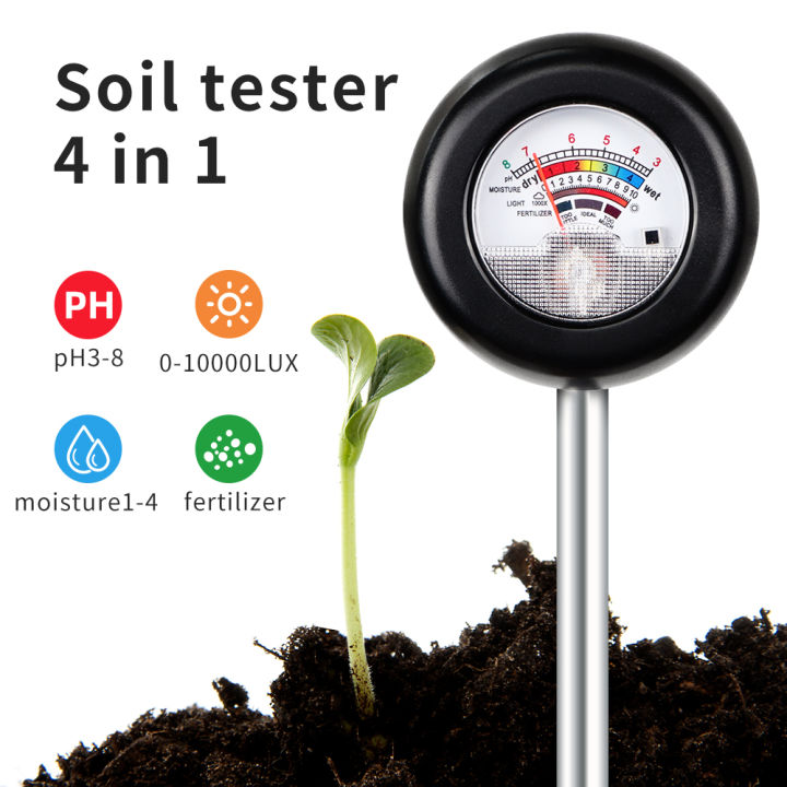 Handheld pH and soil moisture meter with metal probe. Waterproof soil ...