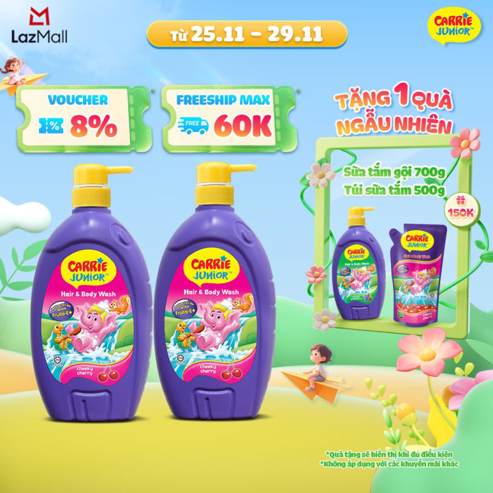 Combo 2 Sữa Tắm Gội cho bé Carrie Junior chiết xuất trái cây thiên ...