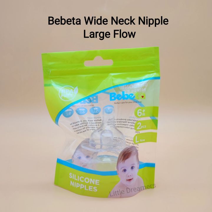 Bebeta Wide Neck Silicone Nipple Large Flow BPA free 2pcs. | Lazada PH
